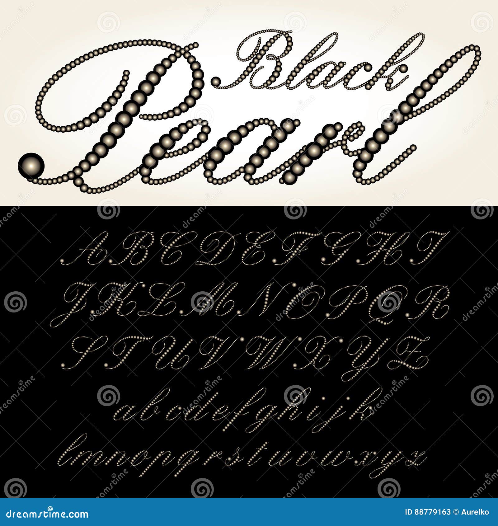 Black Pearl Font Cartoon Vector | CartoonDealer.com #88779163