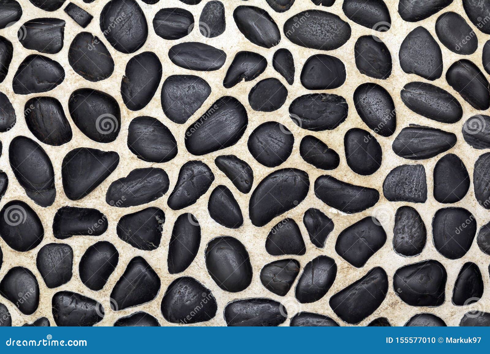 Black Pebble Floor Set in Cement Stock Photo - Image of cobble, pattern ...
