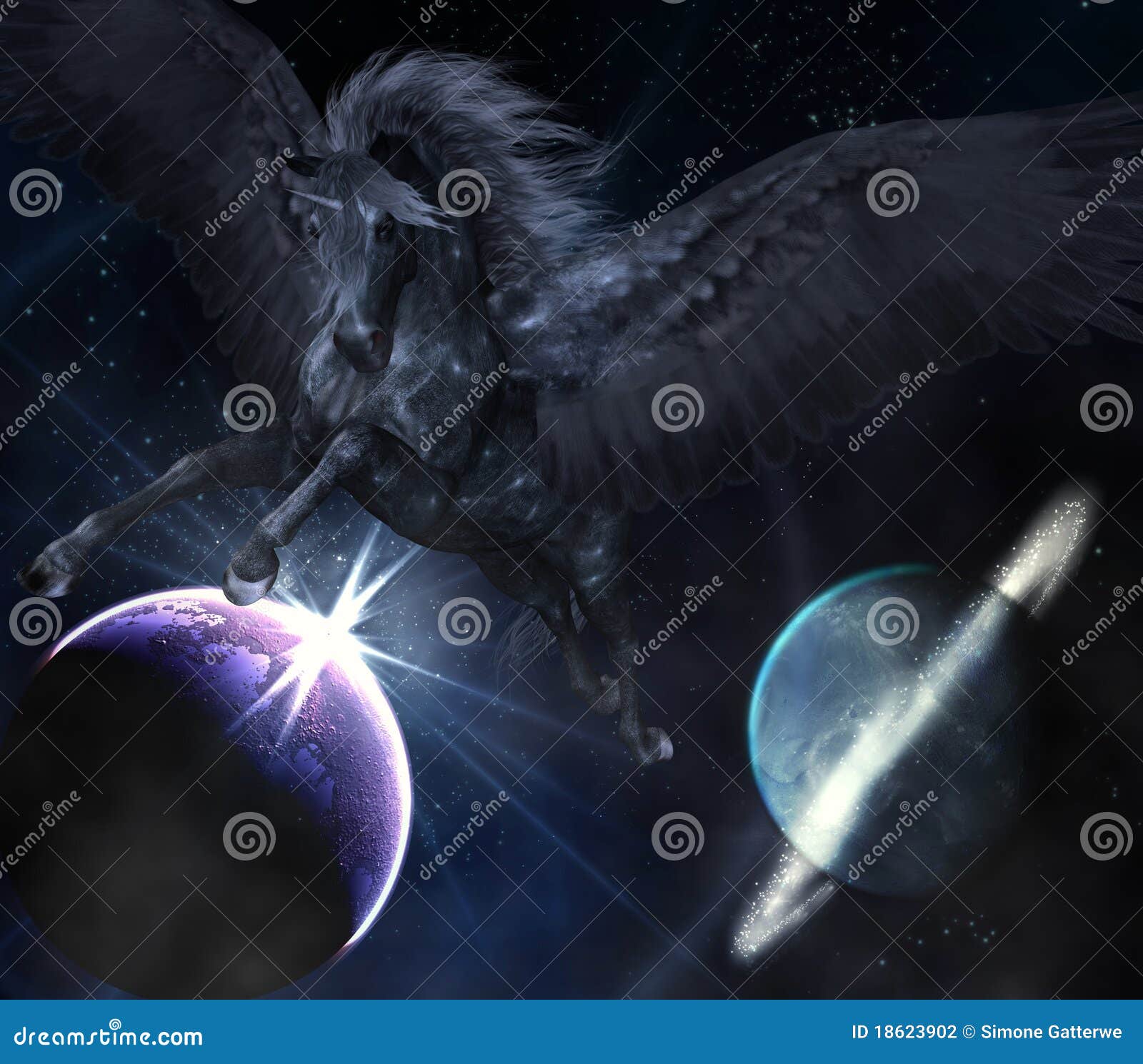 Black Pegasus Winged Horses Silhouettes Royalty-Free Illustration ...