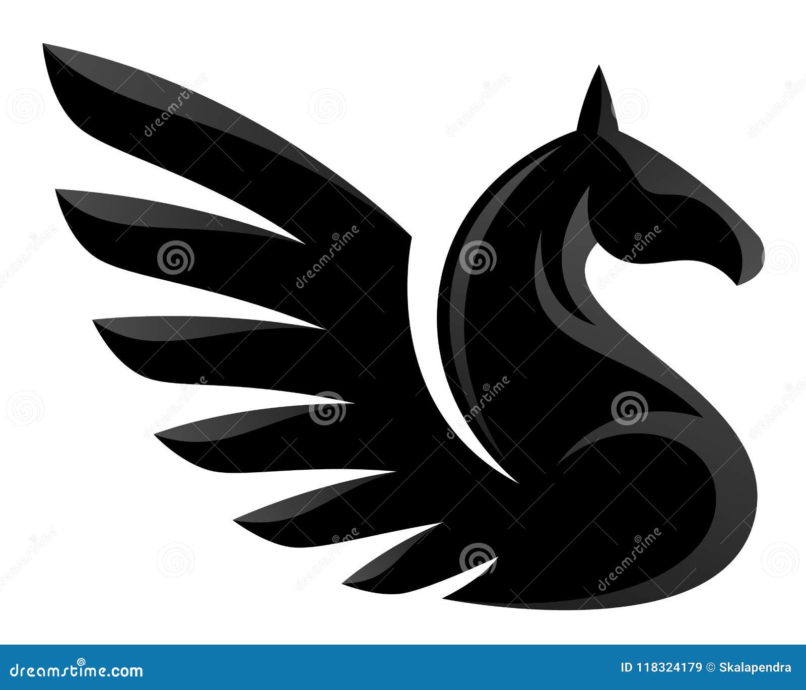 Black Pegasus Winged Horses Silhouettes Royalty-Free Illustration ...