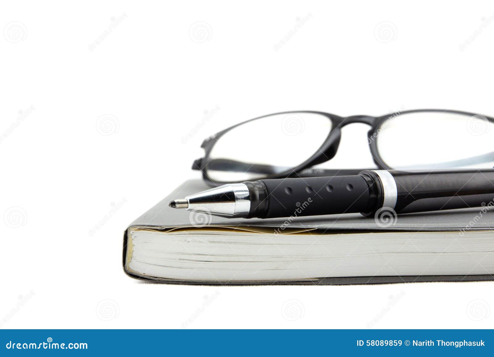 A Black Pen and Empty Open Book Stock Image - Image of work, study ...