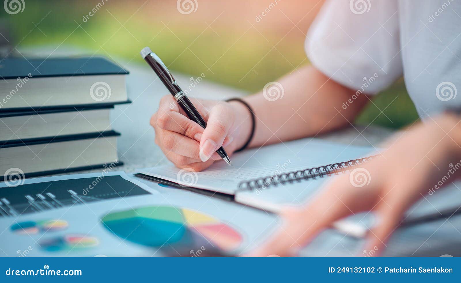 Black Pen from Information at Work Work on Important Documents Stock ...