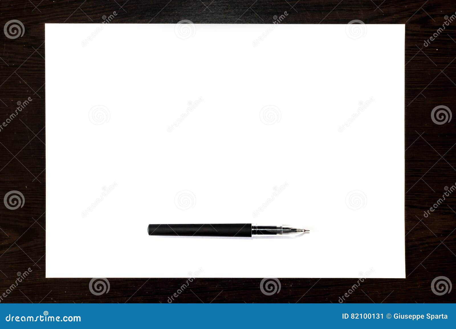 Black Pen Isolated on a White Paper Sheet Stock Image - Image of ...