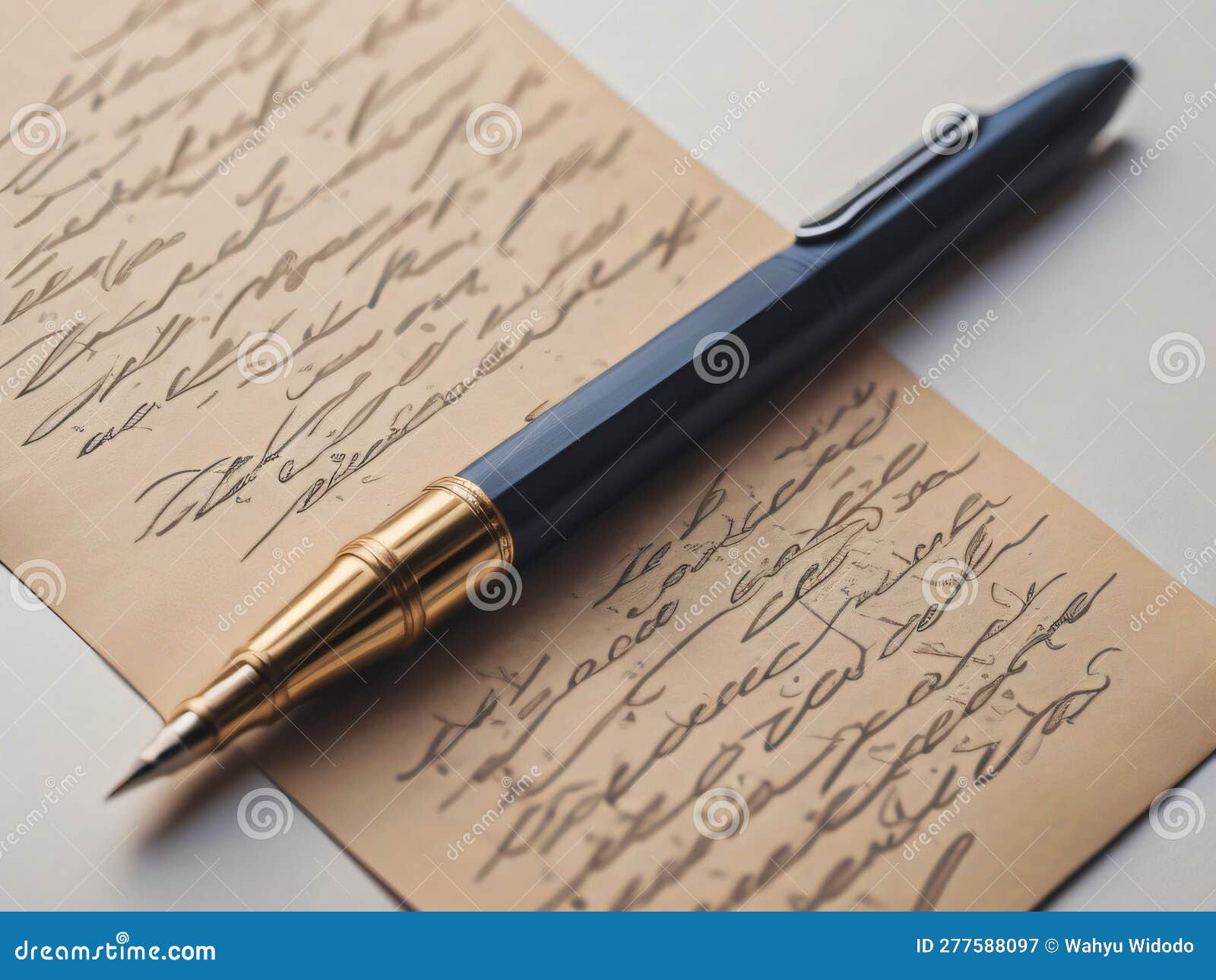 A Black Pen Laying on a Piece of Paper Stock Illustration ...