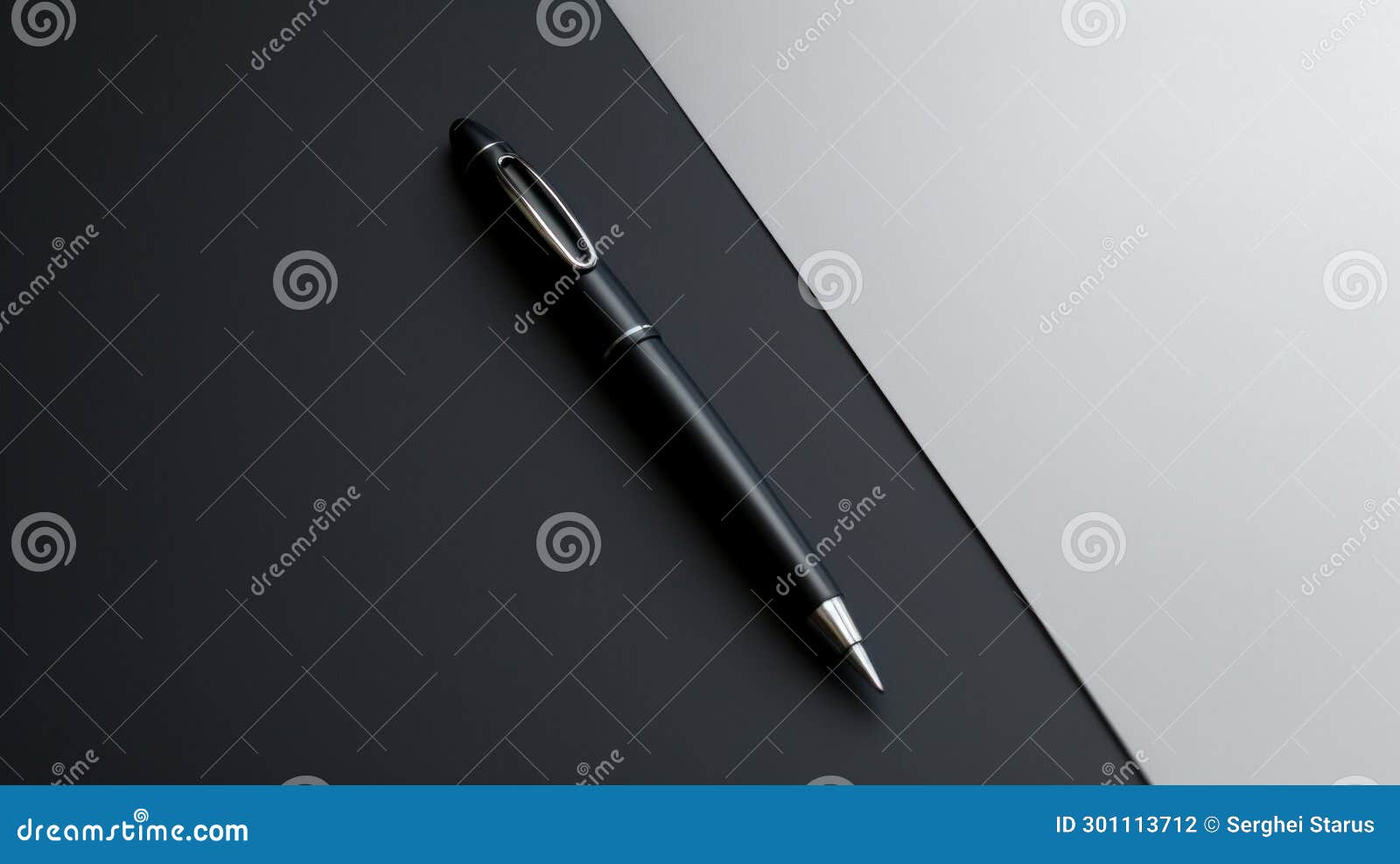 A Black Pen Laying on a Table with the Tip Pointing Up, AI Stock ...