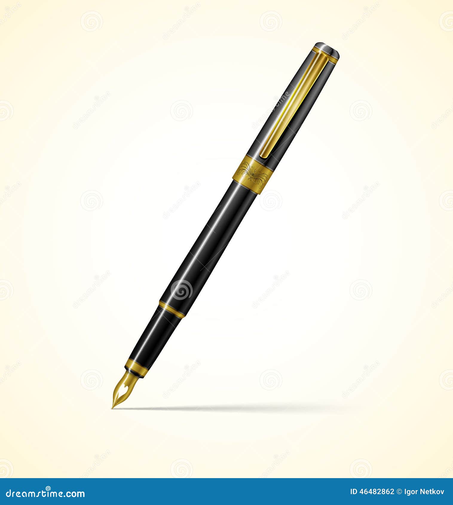 Black pen stock vector. Illustration of realistic, path - 46482862