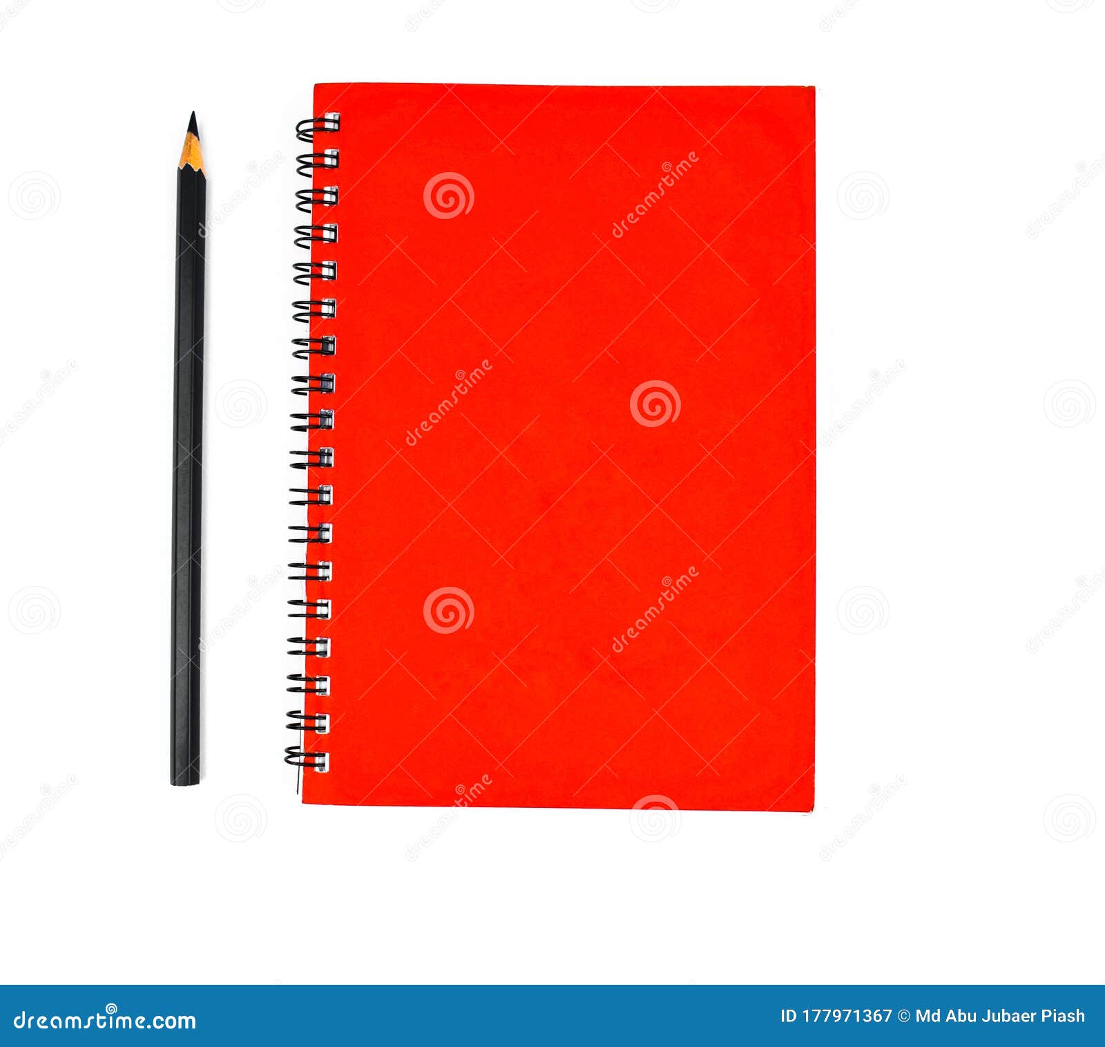 Black Pen beside a Red Color Covered Single Note Paper Diary Isolated ...