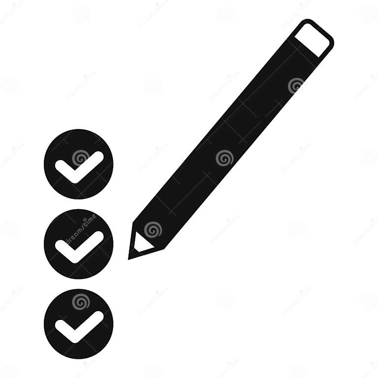 Black Pencil Checking Off Boxes on Checklist Icon Stock Illustration ...
