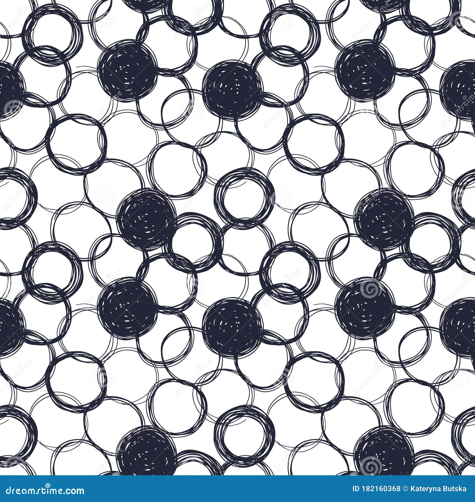 Black Pencil Scribble Ball. Cketch Circle Eamless Pattern Background ...