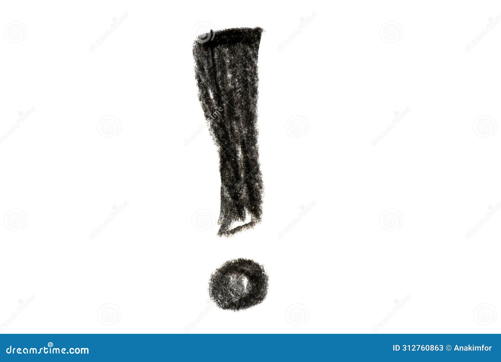 A Black Pencil Sketch of an Exclamation Mark Symbol on a White ...