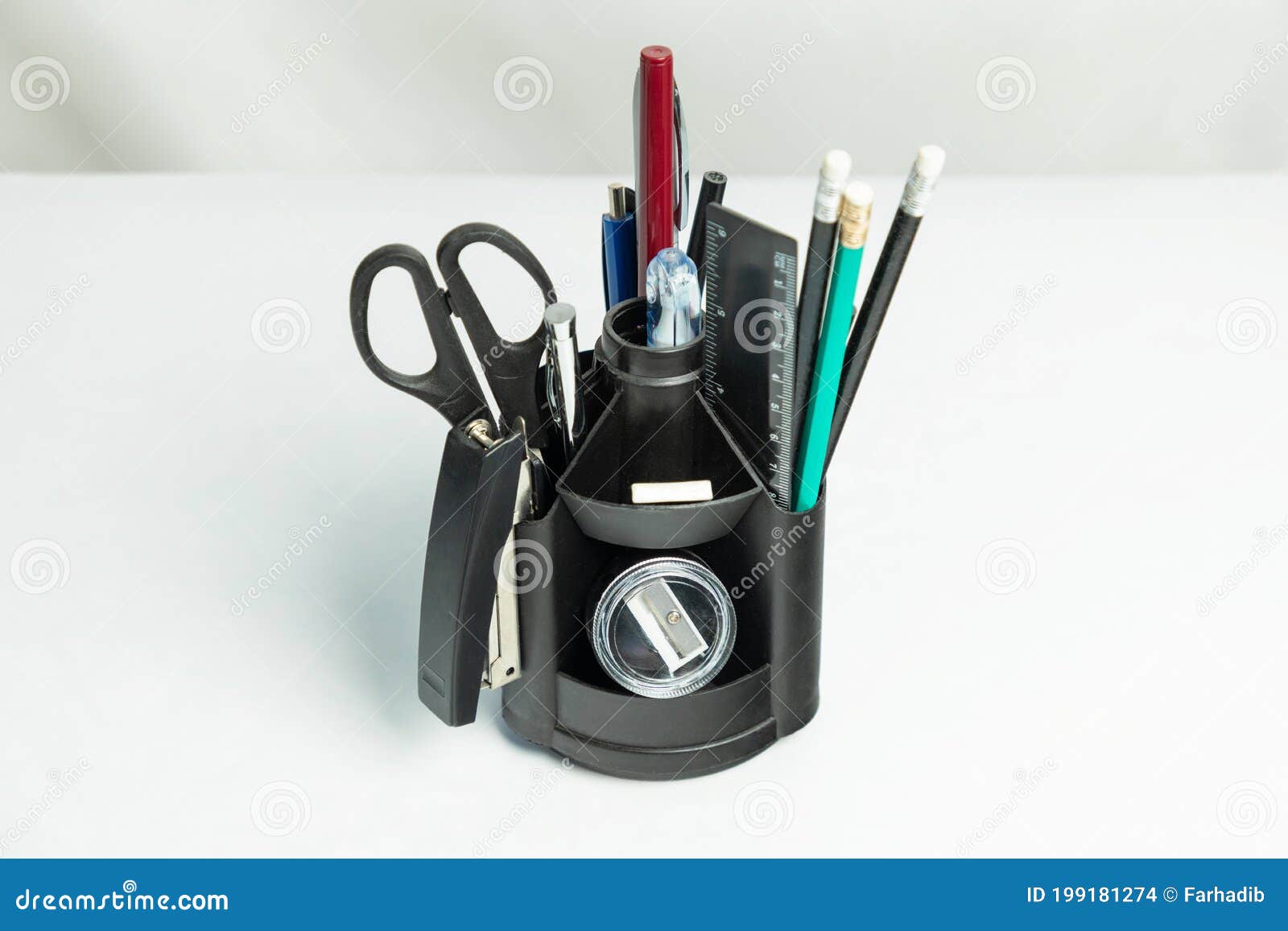 Black Pencil Tool Holder Table Desk Organizer Isolated on White Stock ...