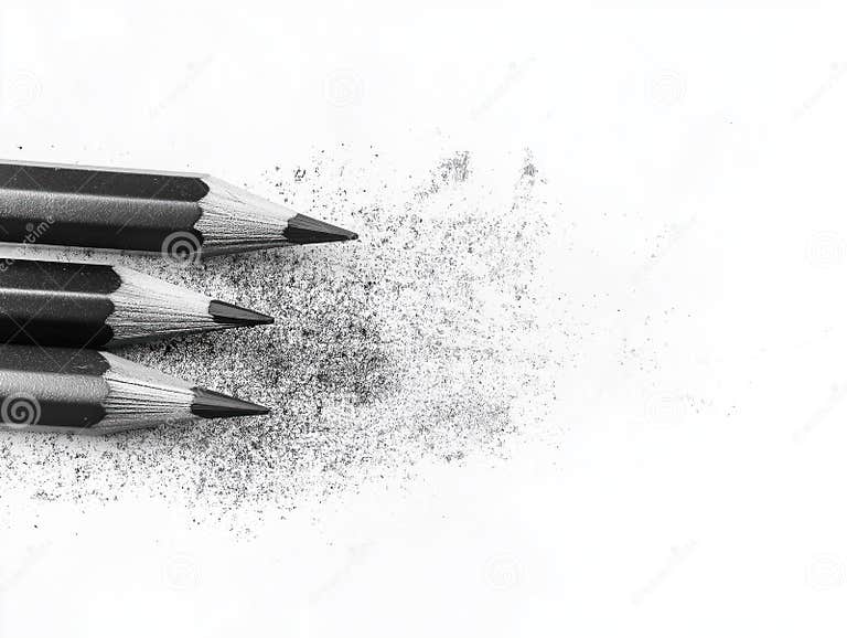 Black Pencils Arranged in Vertical Line on Isolated Transparent ...
