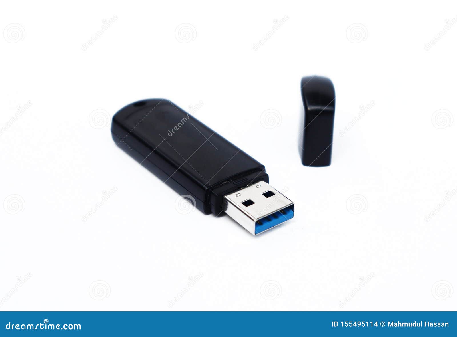 Black Pendrive Isolated on White Background. USB Flash Drive Key ...