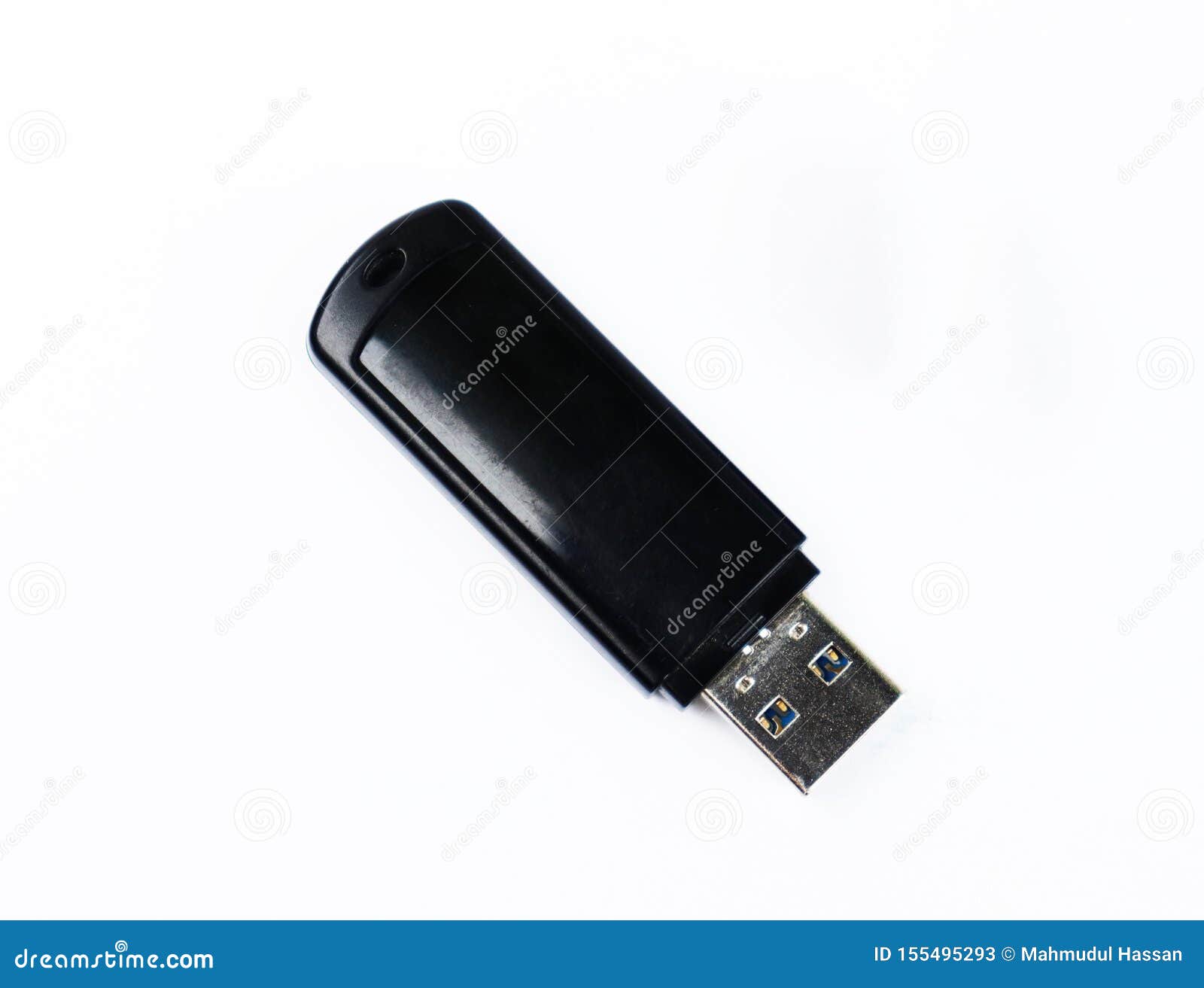 Black Pendrive on White Background. Portable Flash Drive Pen Drive ...