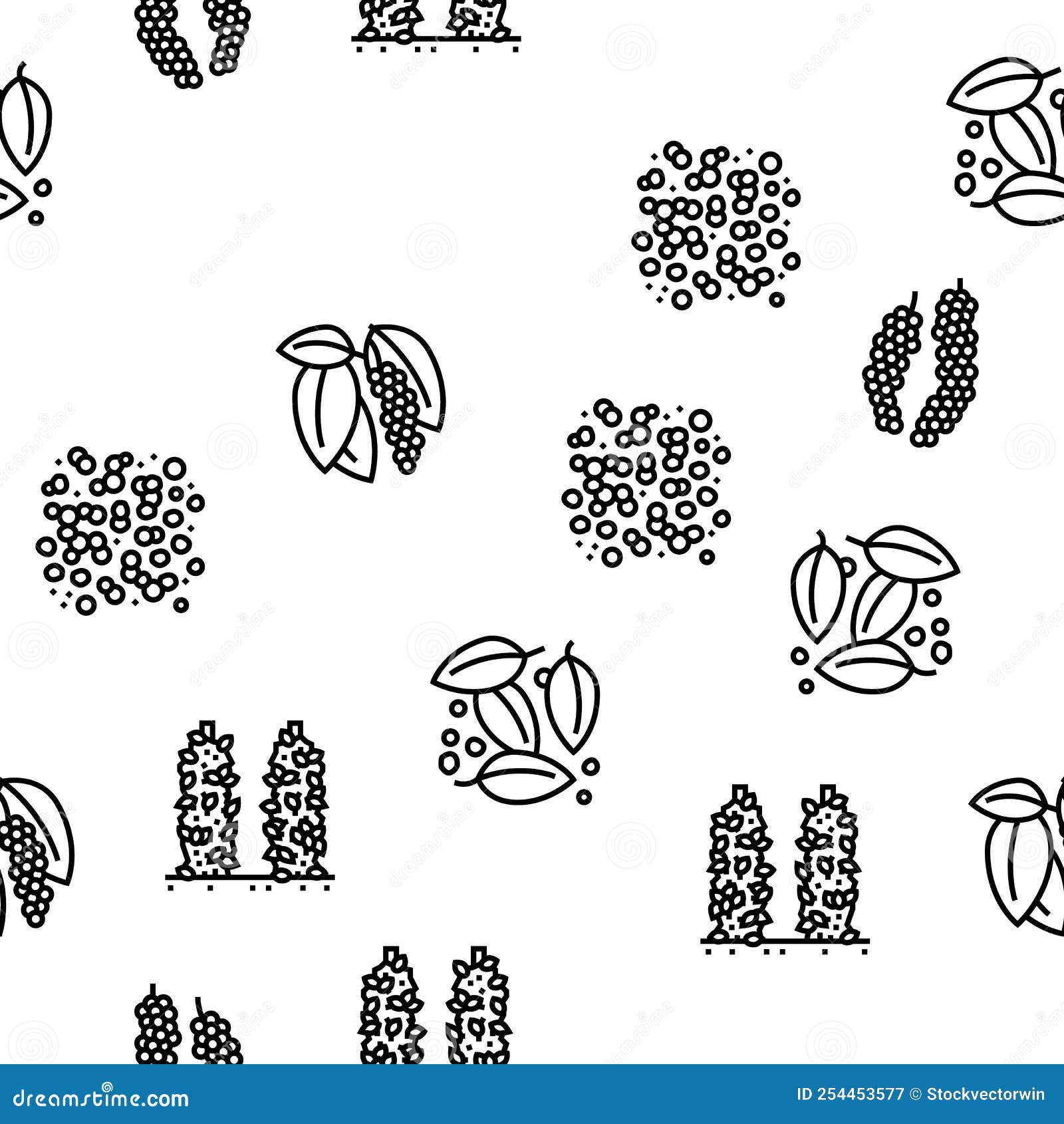 Black Pepper Aromatic Hot Spice Vector Seamless Pattern Stock Vector ...