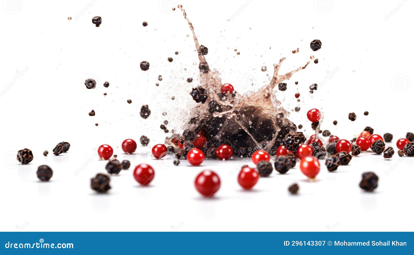 Black Pepper Dried Berries Exploding White Background Stock Image ...