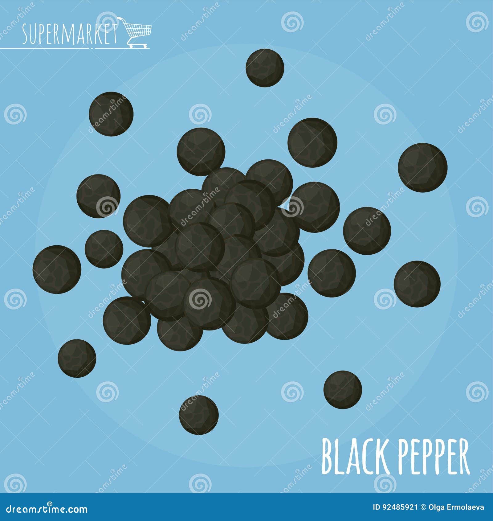 Black Pepper Flat Design Vector Icon. Stock Vector - Illustration of ...