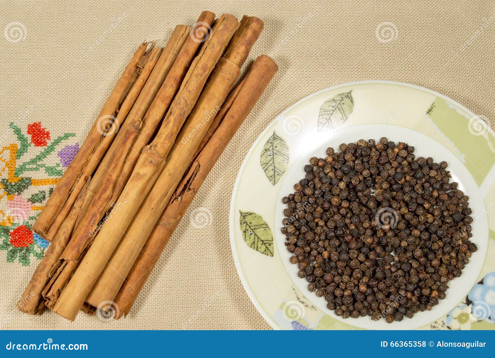 Black Pepper Grains and Cinnamon Sticks Stock Photo - Image of grain ...