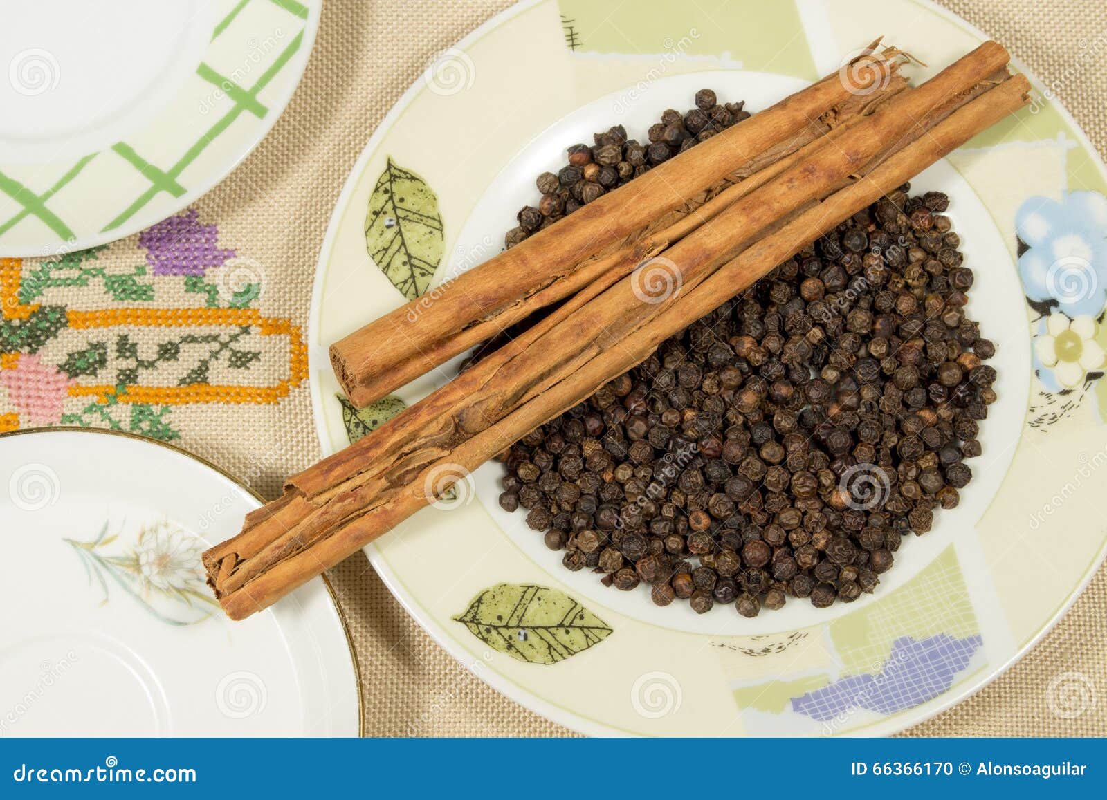 Black Pepper Grains and Cinnamon Sticks Stock Photo - Image of nigrum ...