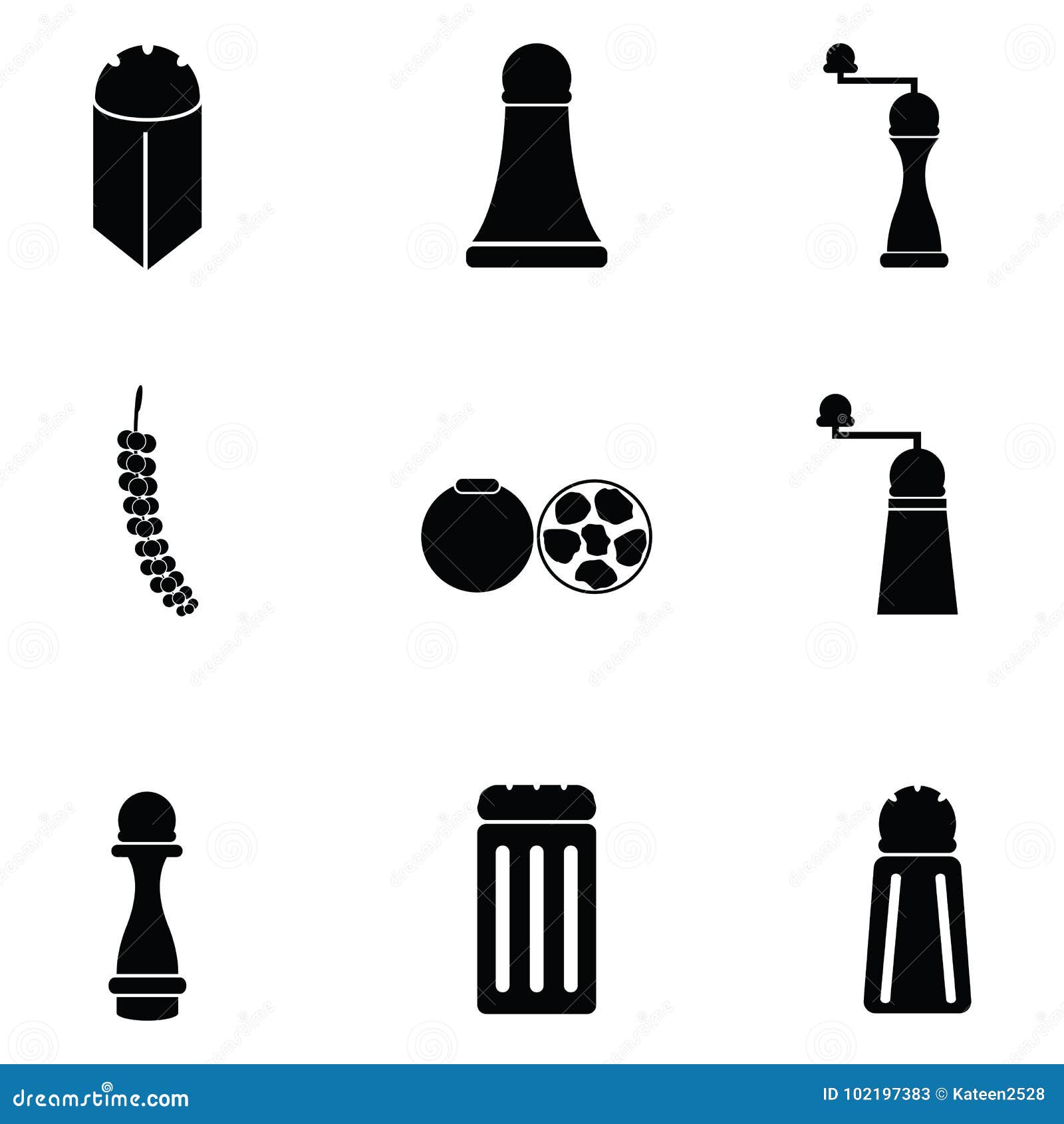 Black pepper icon set stock vector. Illustration of vector - 102197383