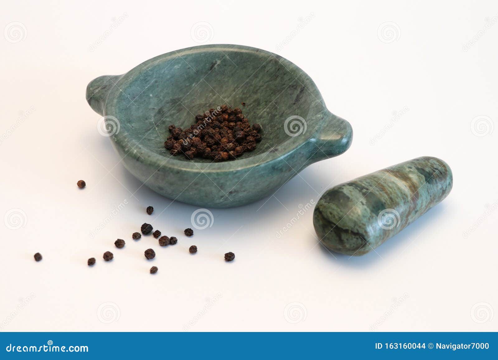Black Pepper with Mortar and Pestle Stock Photo - Image of kitchen ...