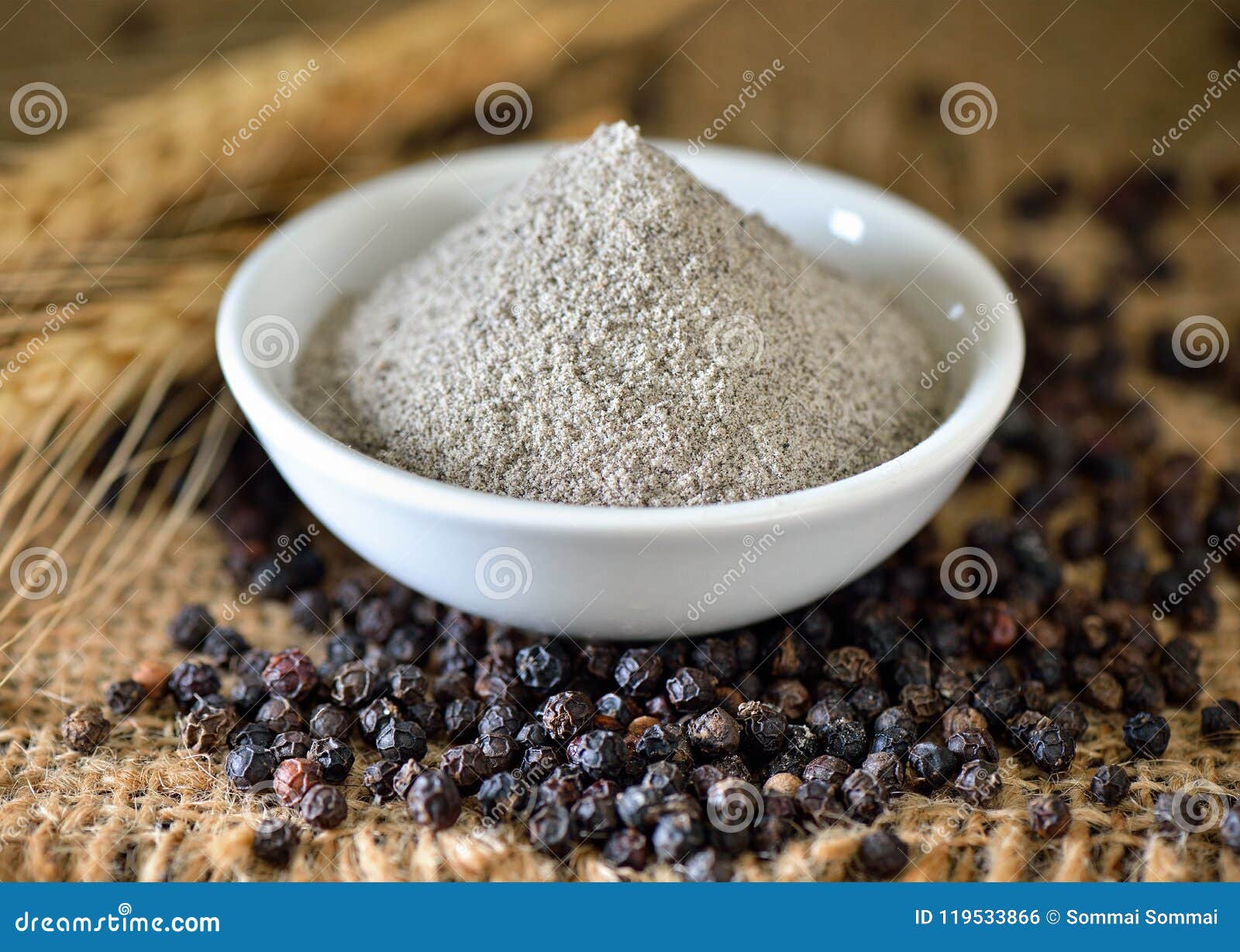 Black Pepper Powder on Table Stock Photo - Image of ingredient, spicy ...