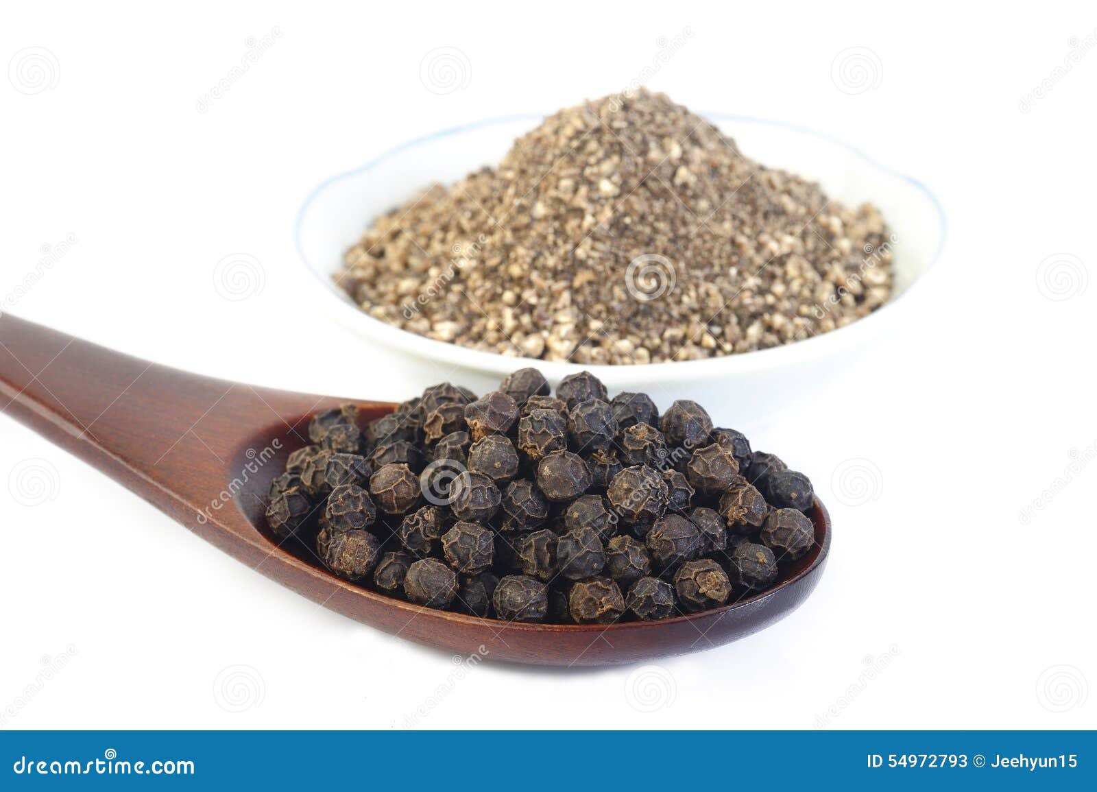 Black Pepper Seed and Black Pepper Powder Stock Image - Image of herb ...