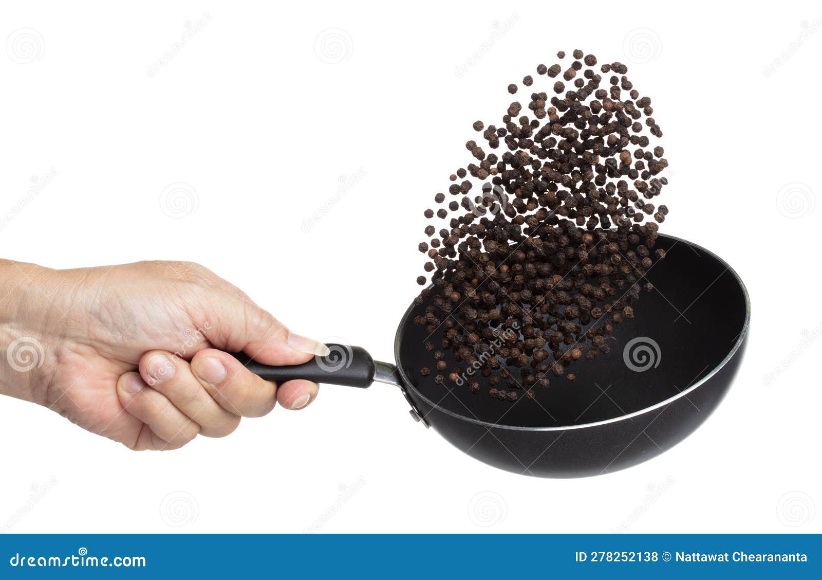 Black Pepper Seeds Fly Throw Up in Pan, Black Pepper Float Explode ...