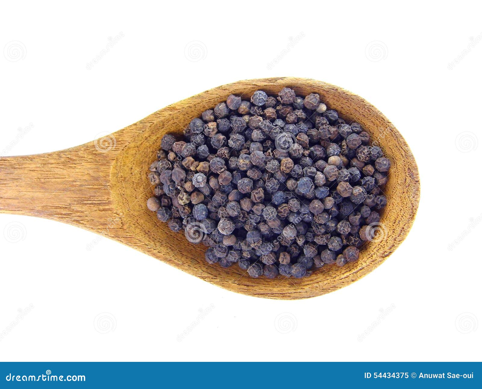 Black Pepper on Wooden Spoon Stock Image - Image of kitchenware ...