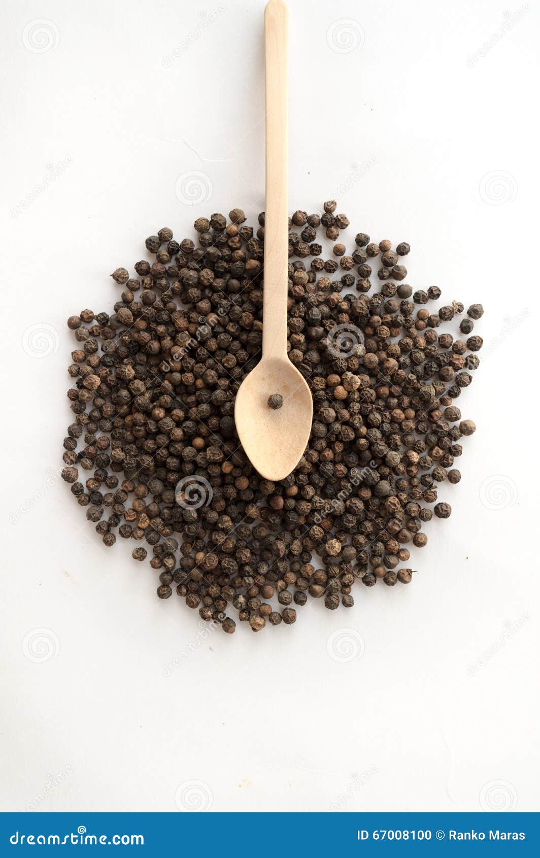 Black Pepper and Wooden Spoon Stock Photo - Image of spice, spoon: 67008100