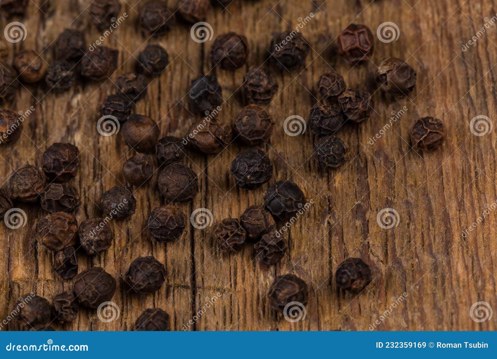 Black Pepper on Wooden Table Stock Image - Image of table, wood: 232359169