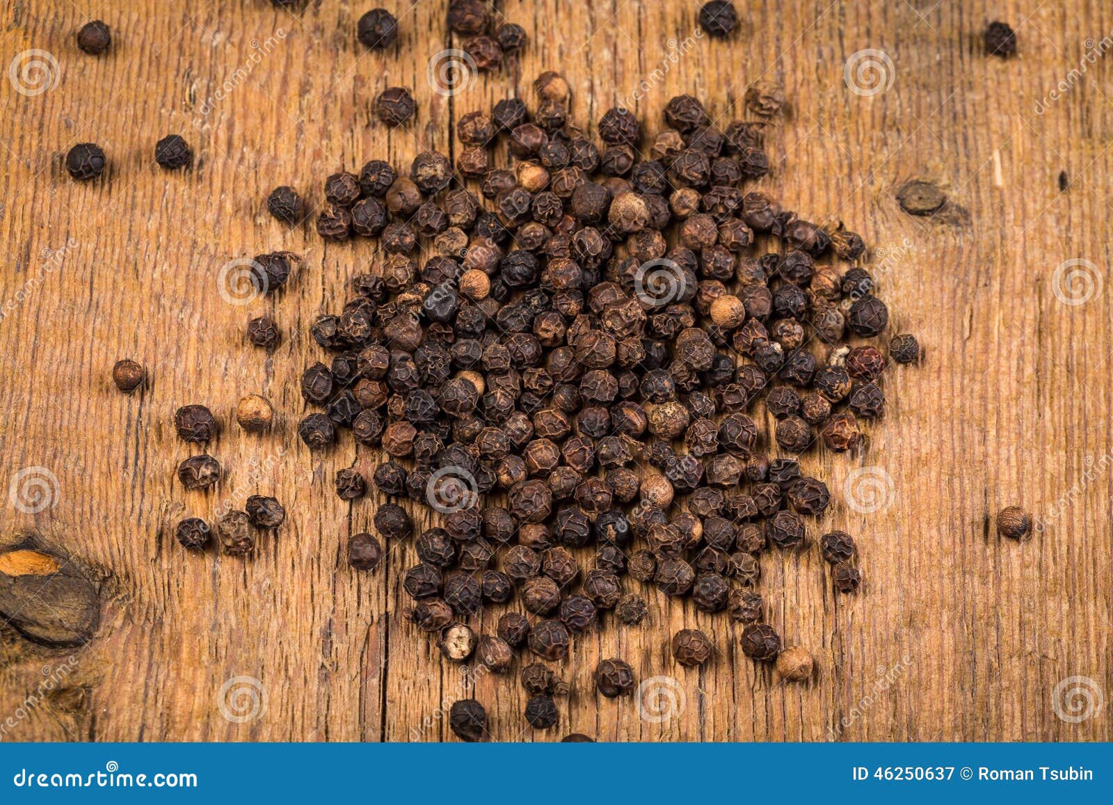 Black Pepper on Wooden Table Stock Image - Image of closeup, plate ...