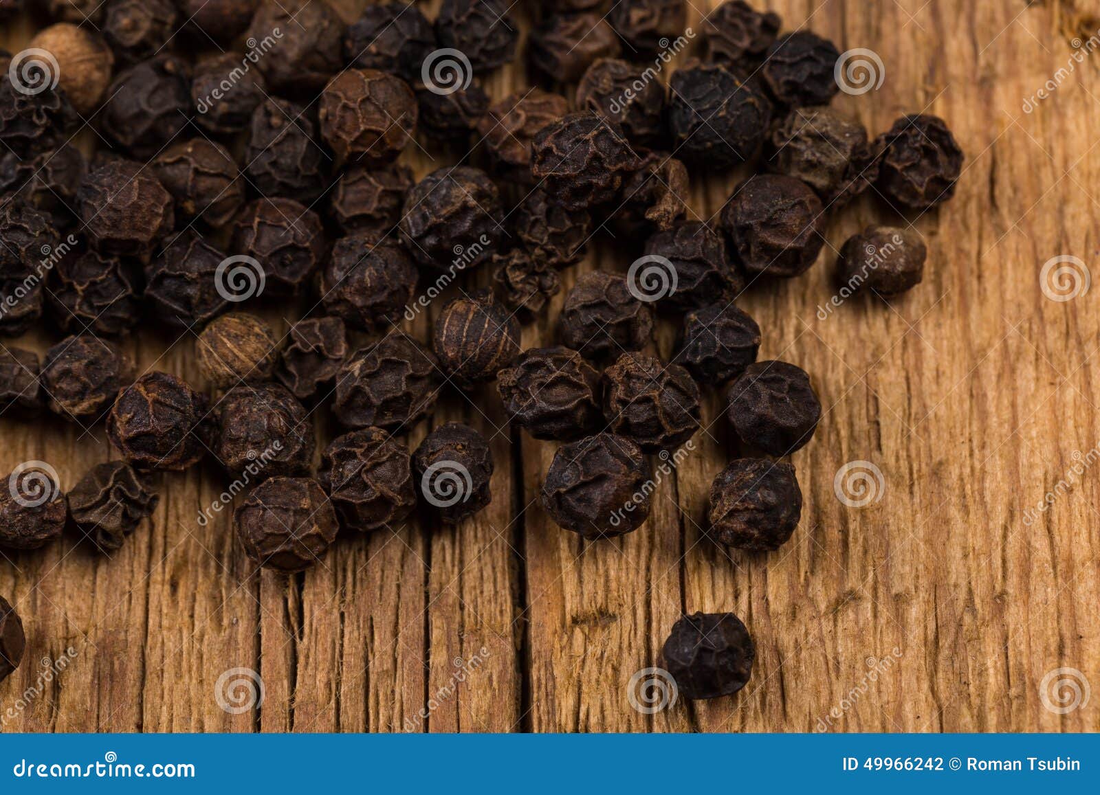 Black Pepper on Wooden Table Stock Photo - Image of horizontal, flavor ...