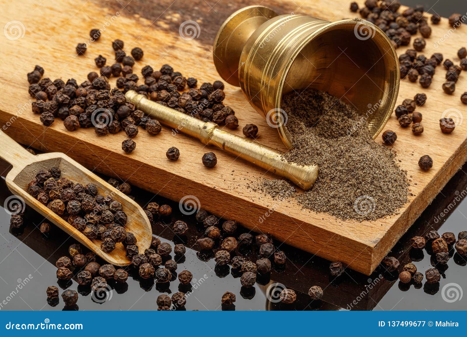 Black Peppercorn and Ground Black Pepper Stock Image - Image of macro ...