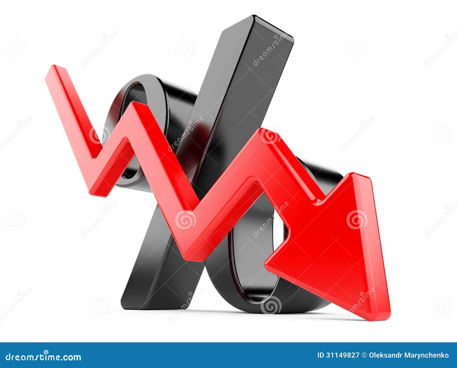 Black Percent Symbol with an Arrow Down Stock Illustration ...