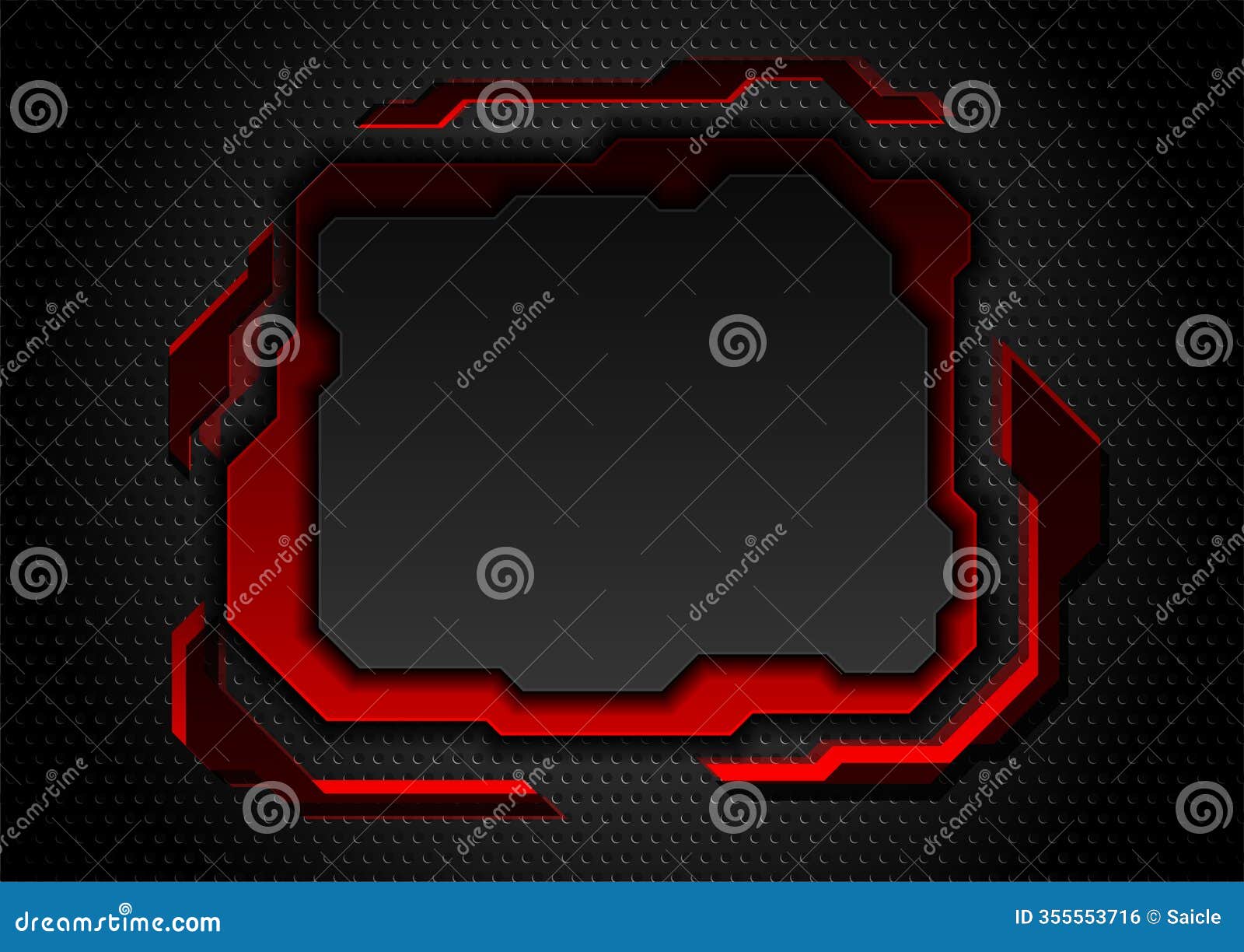 Black Perforated Metal Background with Red Tech Frame Stock ...