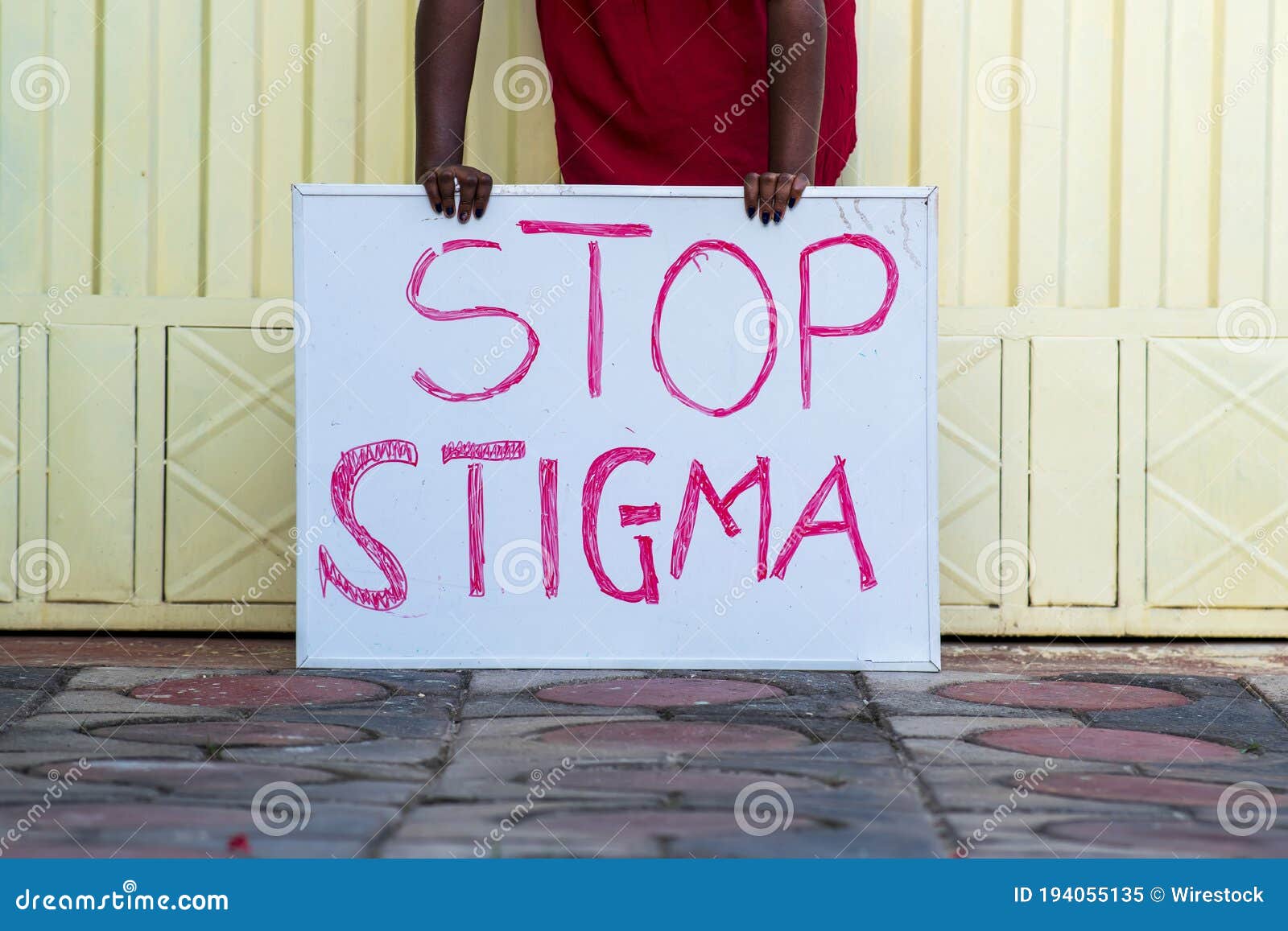 Black Person Holding a Sign with Text Stop Stigma`` Stock Image - Image ...