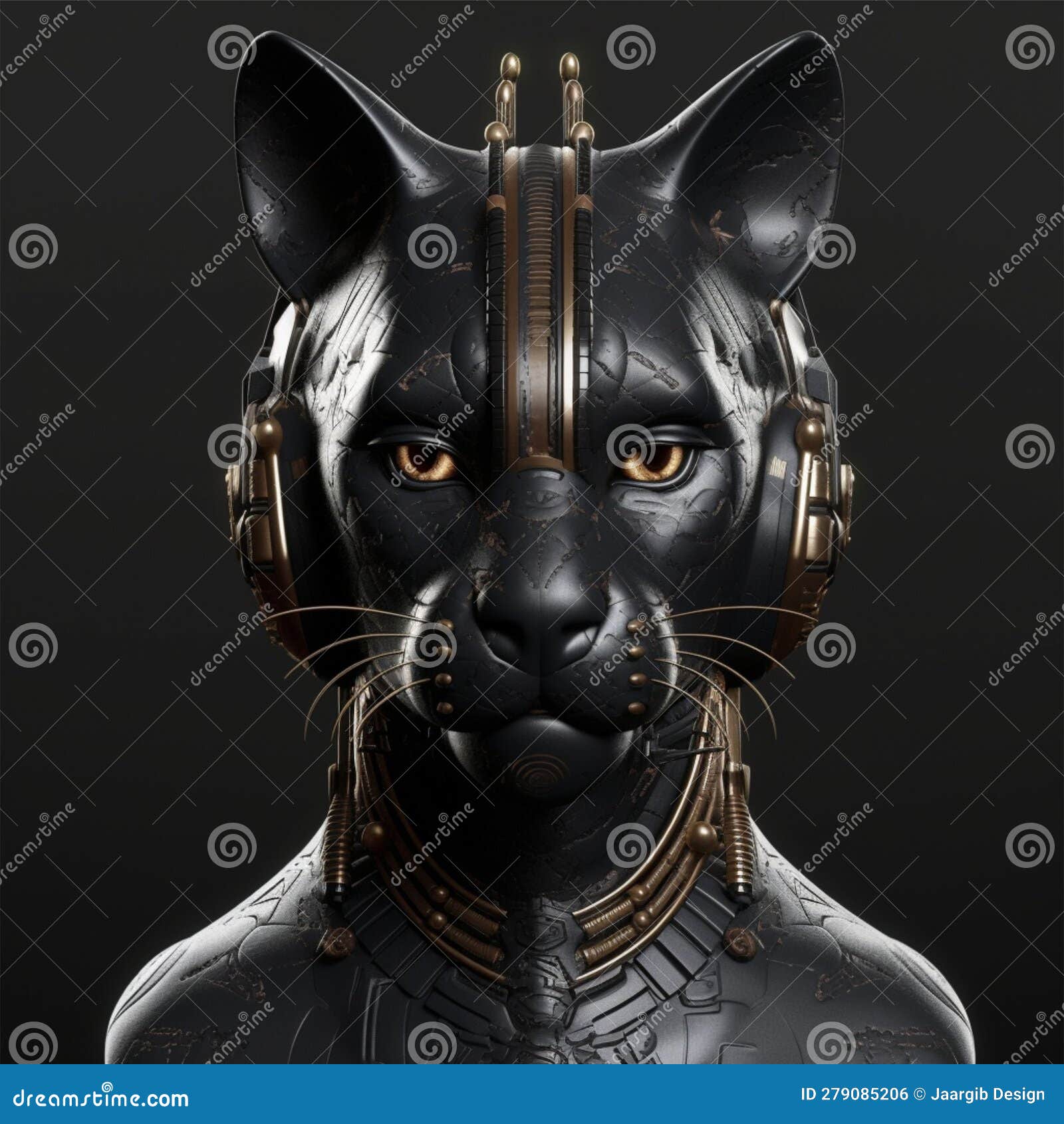 Black pharaonic cat stock illustration. Illustration of decoration ...