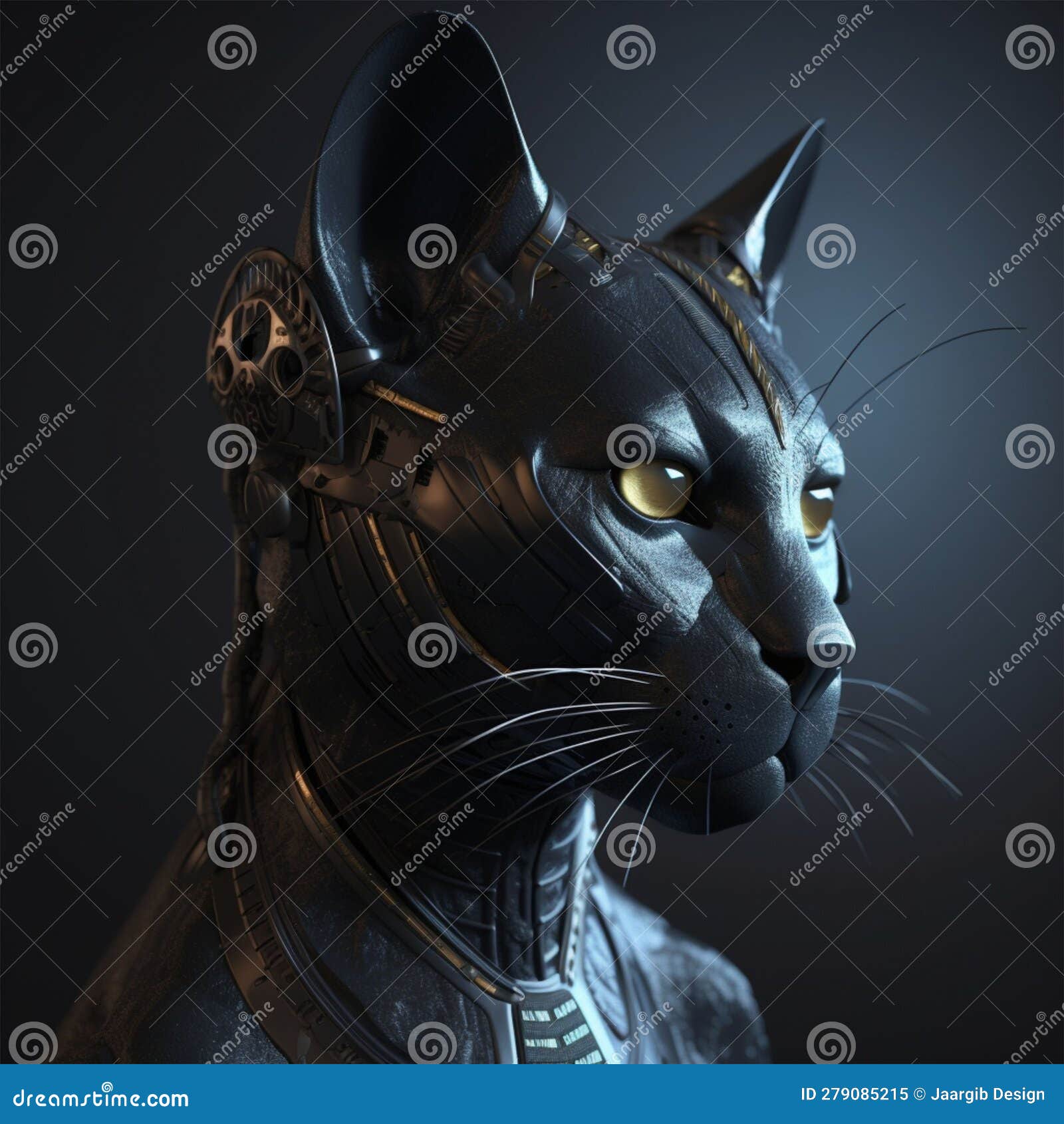 Black pharaonic cat stock illustration. Illustration of ancient - 279085215
