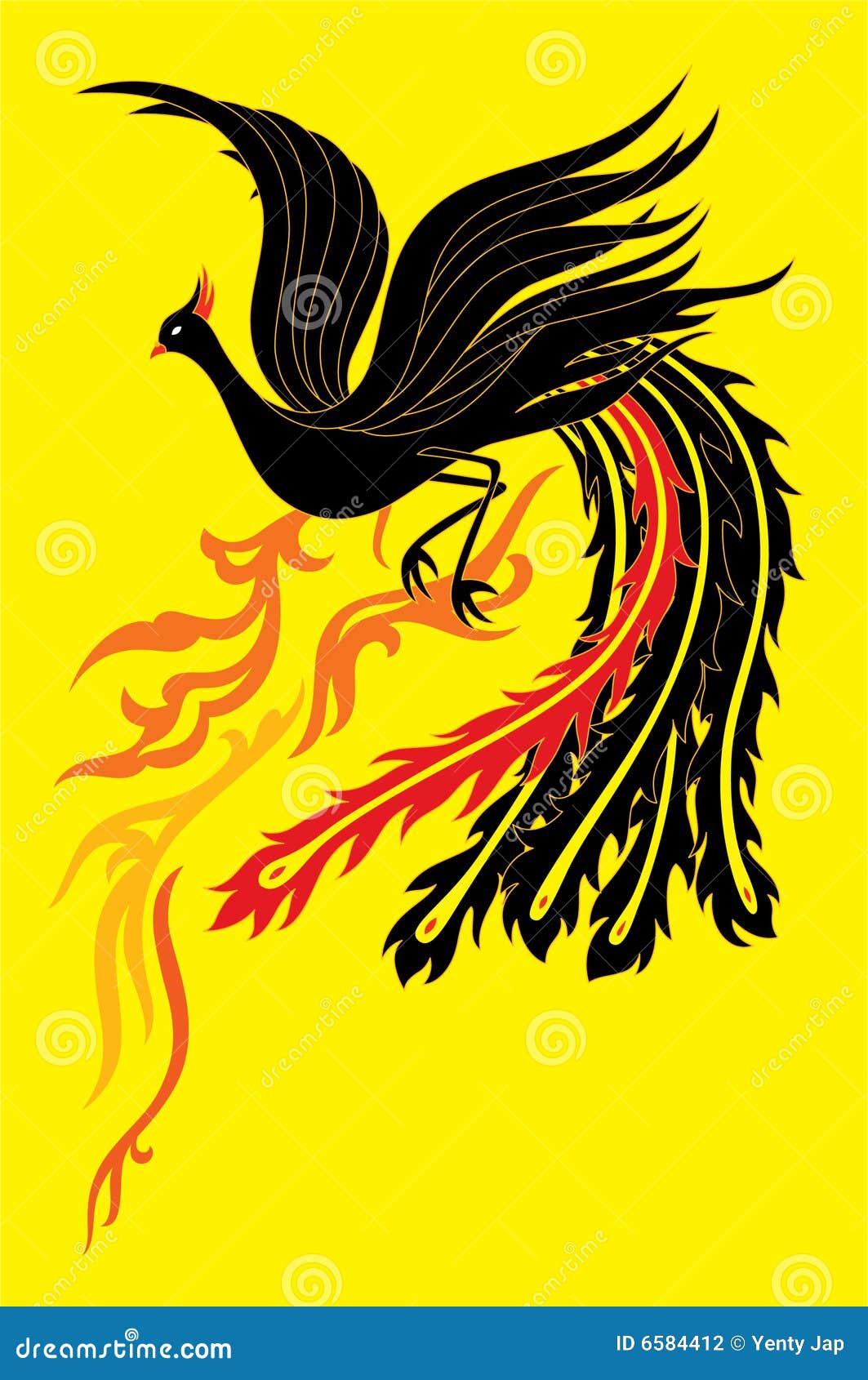 Black Phoenix stock vector. Illustration of east, culture - 6584412