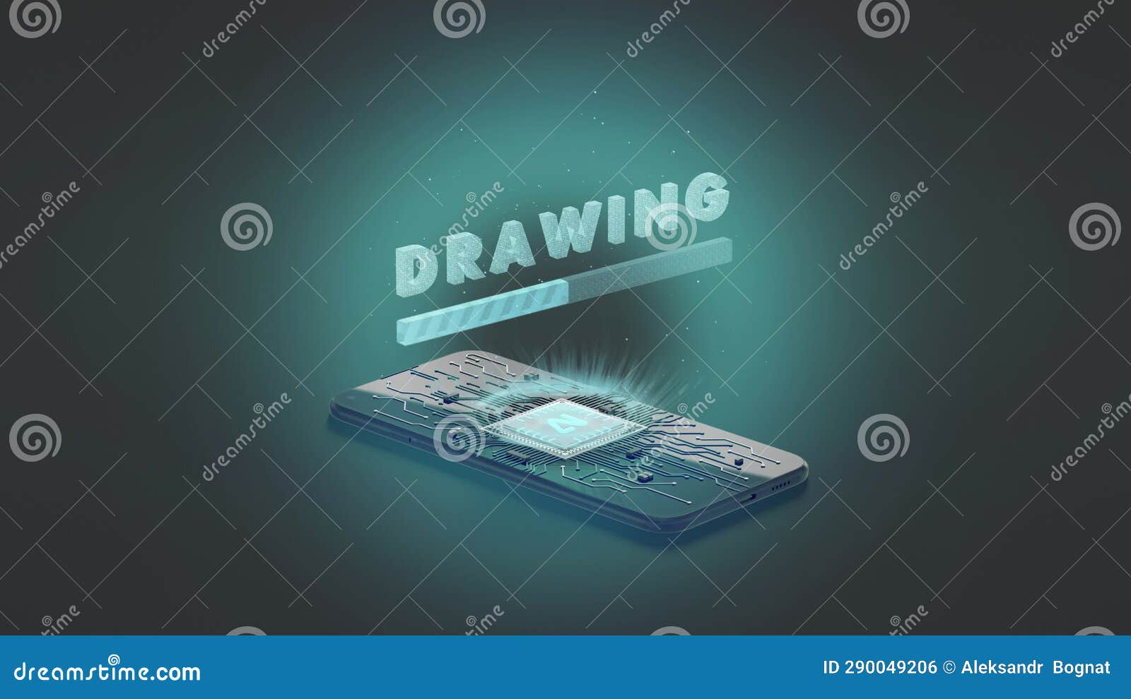 Black Phone Artificial Intelligence Hologram Drawing Process, Looped ...