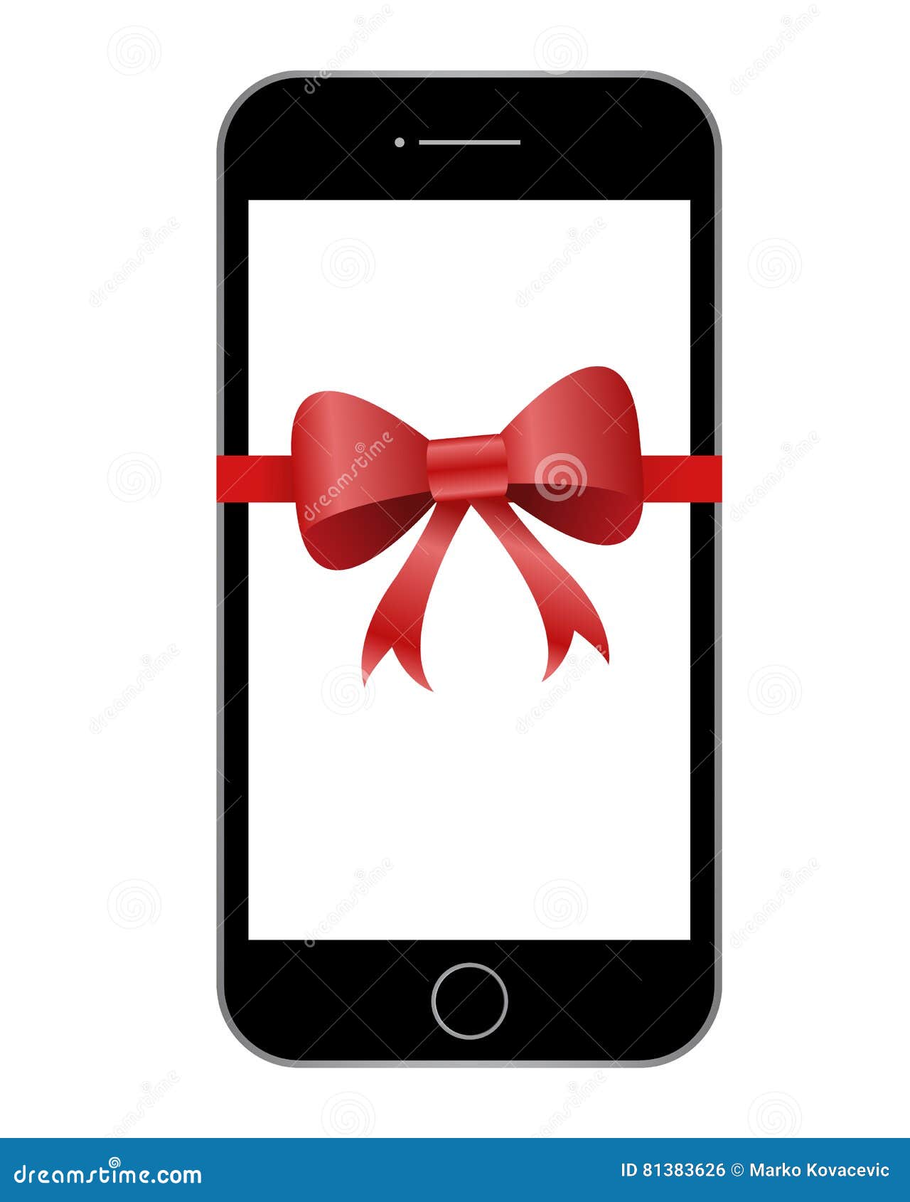 Black Phone with Red Ribbon Stock Vector - Illustration of ribbon ...