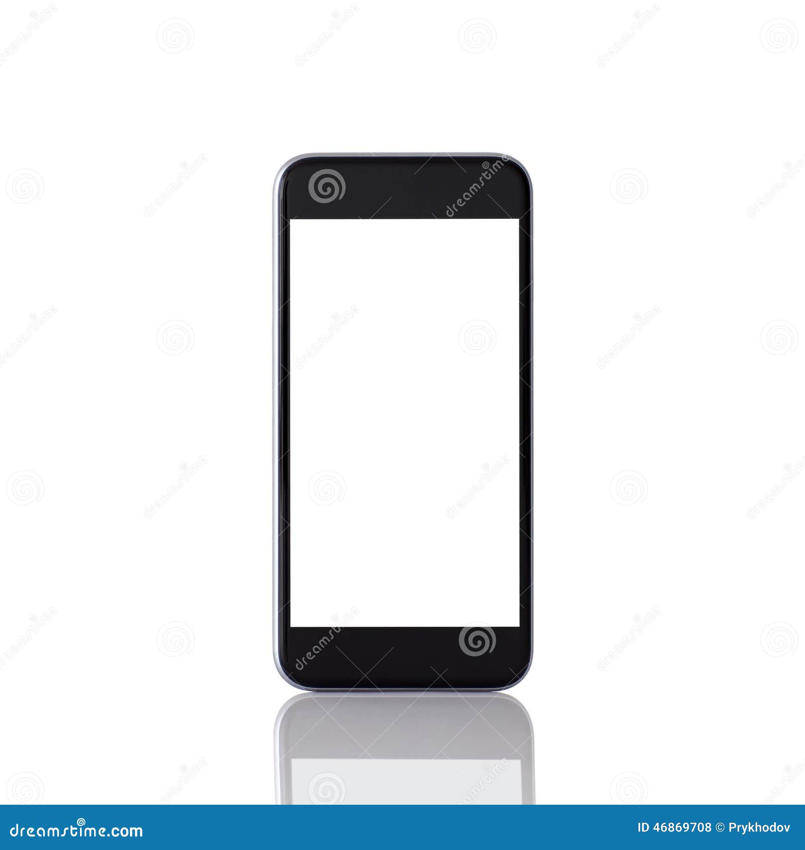 Black Phone with a White Screen and Reflection Stock Photo - Image of ...