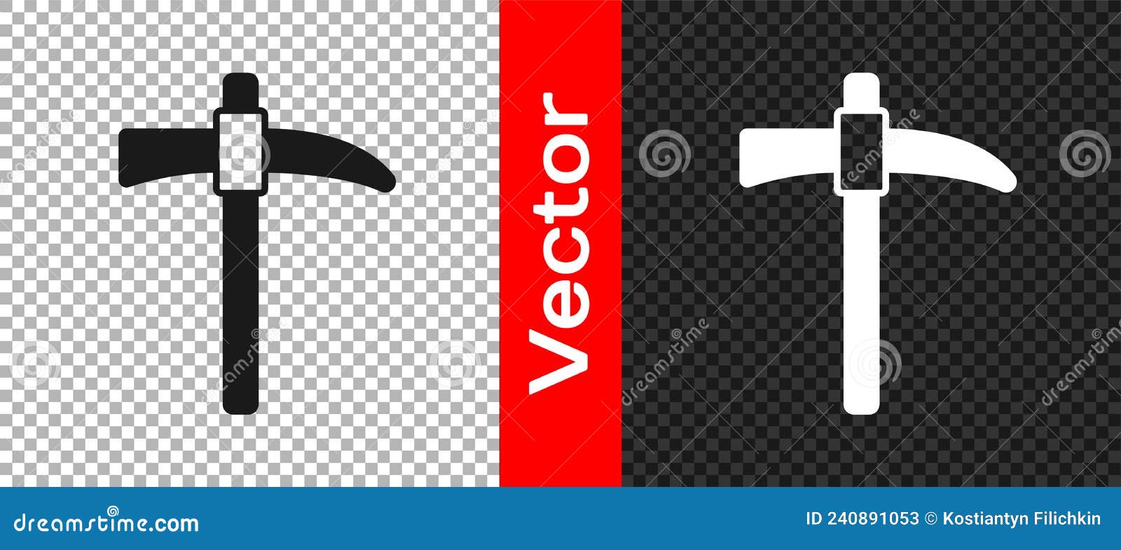 Black Pickaxe Icon Isolated on Transparent Background. Vector Stock ...