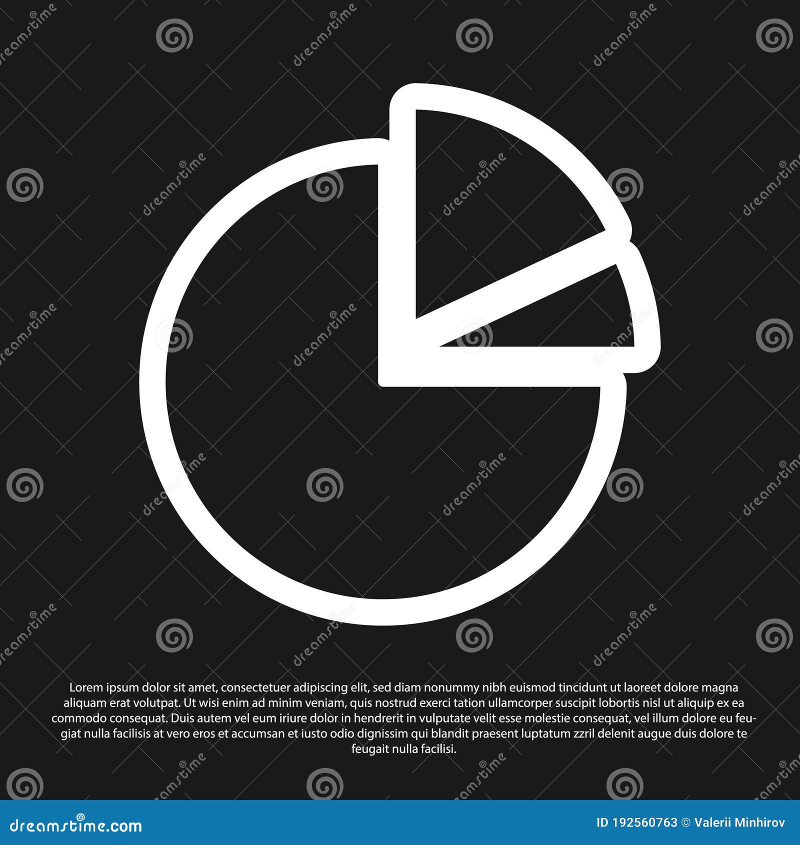 Black Pie Chart Infographic Icon Isolated on Black Background. Diagram ...