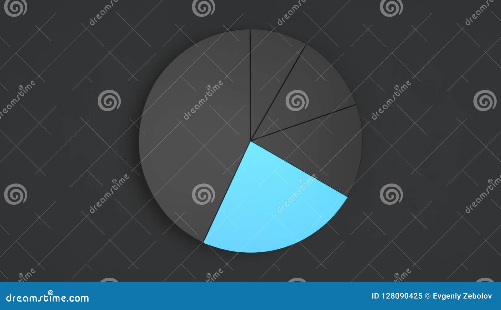 Black Pie Chart with One Blue Sector Stock Illustration - Illustration ...