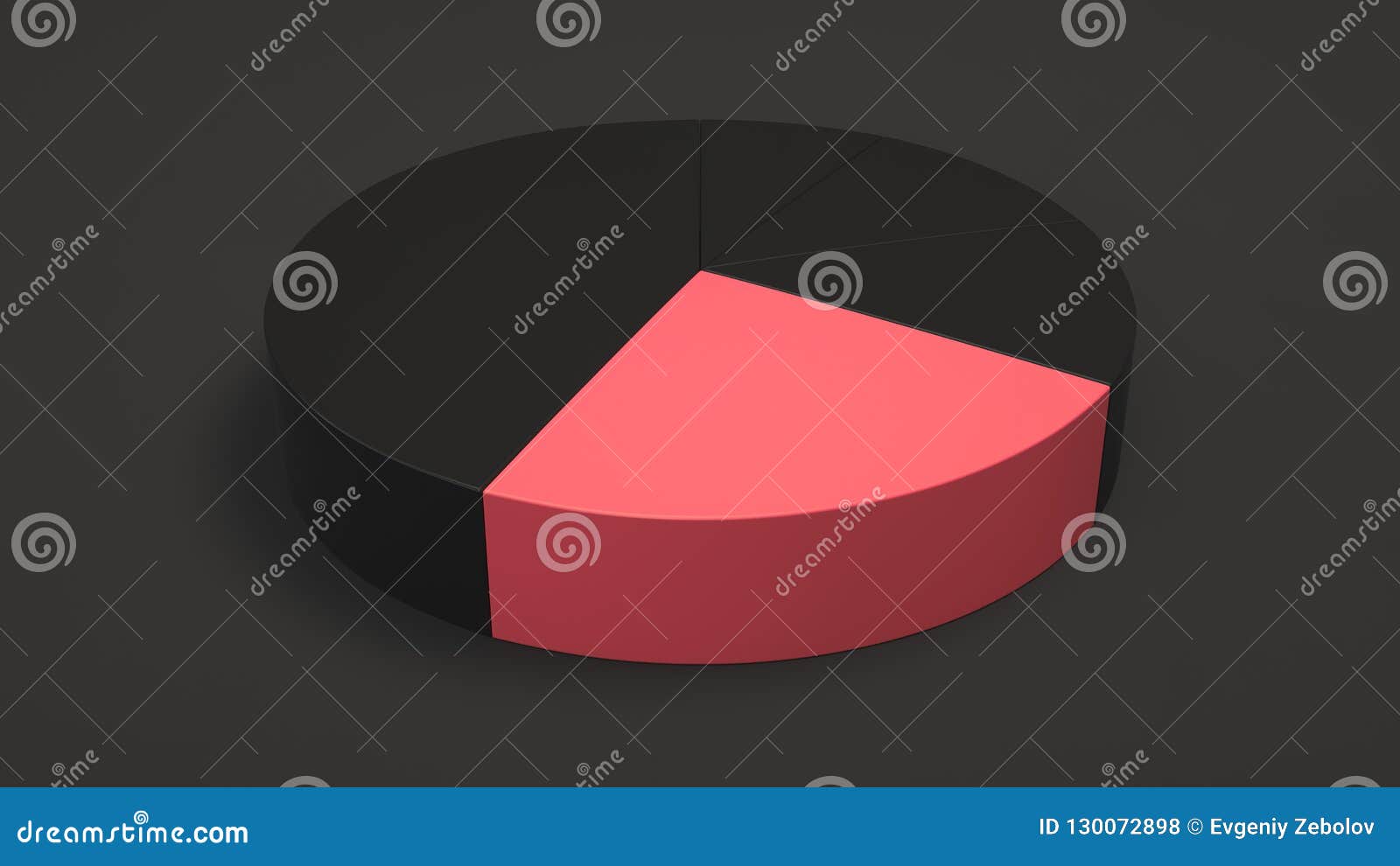 Black Pie Chart with One Red Sector Stock Illustration - Illustration ...