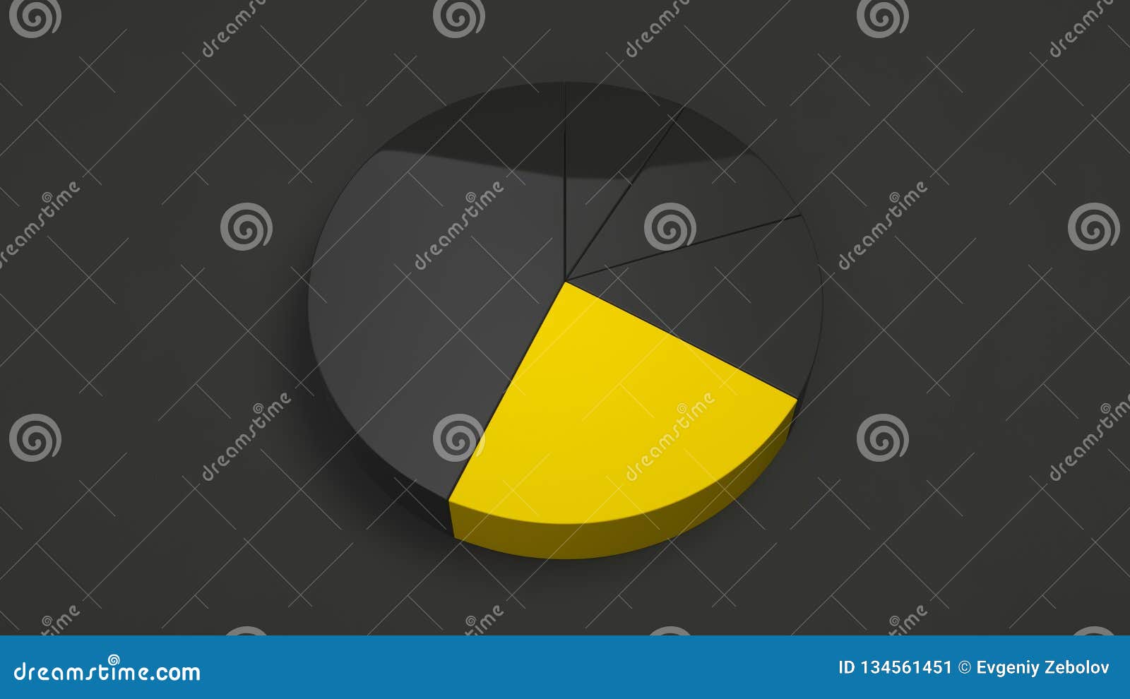 Black Pie Chart with One Yellow Sector Stock Illustration ...