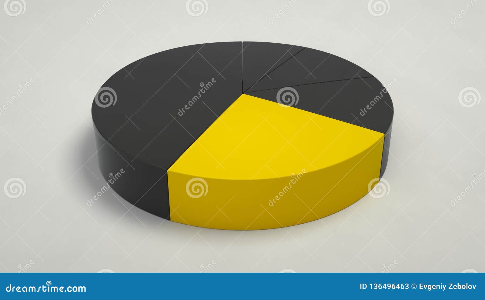 Black Pie Chart with One Yellow Sector Stock Illustration ...