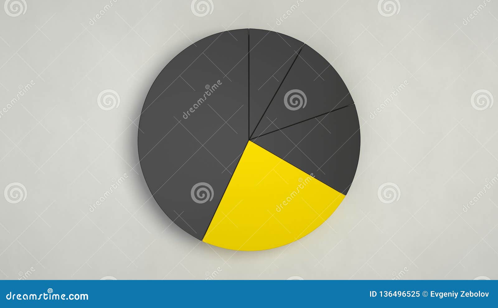Black Pie Chart with One Yellow Sector Stock Illustration ...